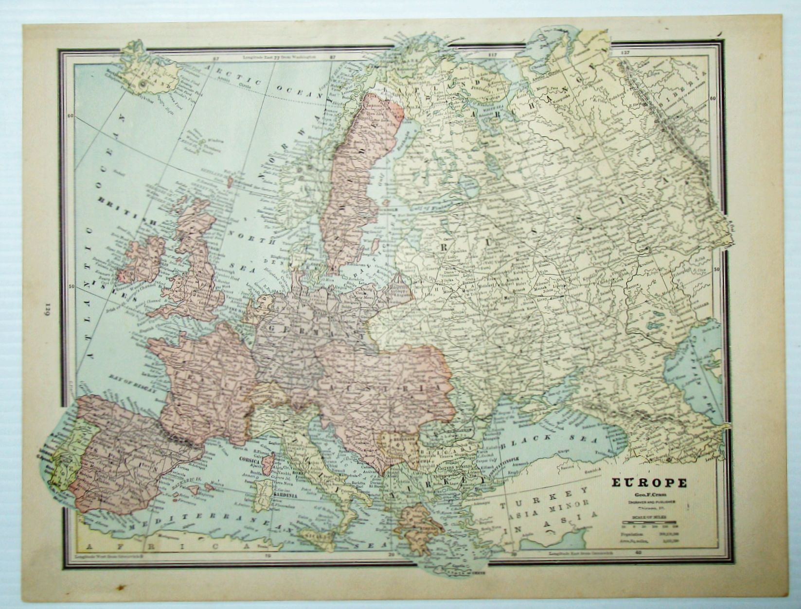 1889 Color Map of Europe