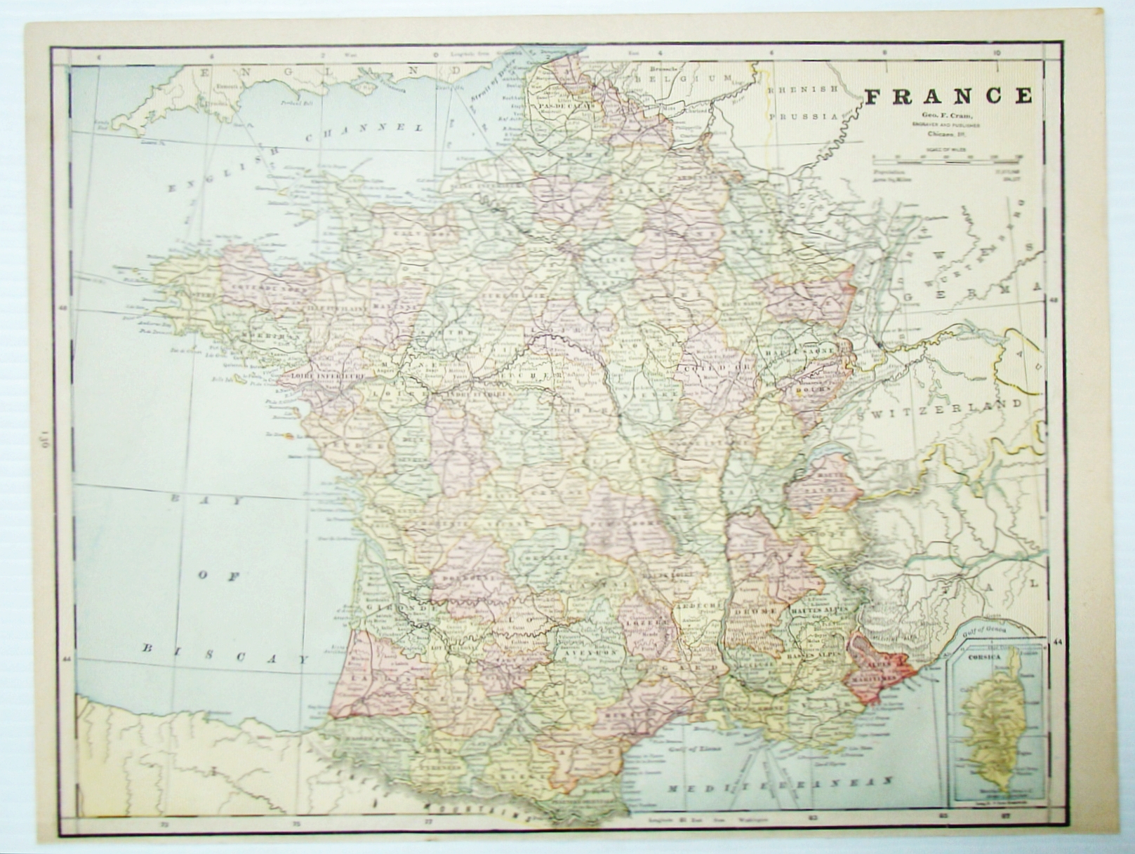 1889 Color Map of France